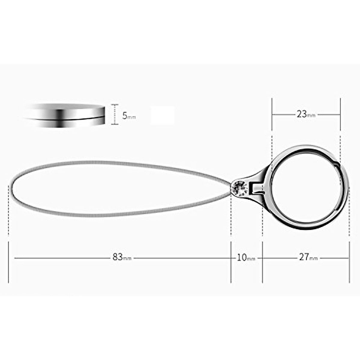 MONCA Finger Ring Strap Kickstand, Bling Cubic Phone Holder Charm for Hand Grip Lanyard Holder for iPhone loopy for Phone Case,Cell Phone,Usb,keys (Rose Gold Ring Charm)