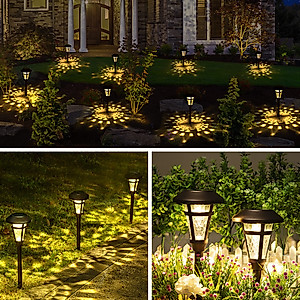 GIGALUMI 6 Pack Super Bright Solar Lights Outdoor Waterproof, High Lumen Solar Garden Lights, Metal Solar Pathway Lights Outdoor, Solar Sidewalk Lights for Yard, Patio, Landscape, Walkway