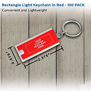 DISCOUNT PROMOS 100 Flashlight Keychains Pack - Customizable Text, Logo - Rectangle, Plastic - Red