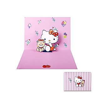 GLALY Cute Birthday Card - Funny Cat Birthday Card Pink 3D Cartoon Cat Greeting Cards for Kids Girls Birthday Gifts