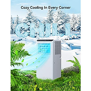 VAGKRI Portable Air Conditioners 8000 BTU 3-in-1 AC Unit with Fan & Dehumidifier, Cools up to 150 sq. ft. with Side Handles & Casters, LED Display Full-Function, Remote Control