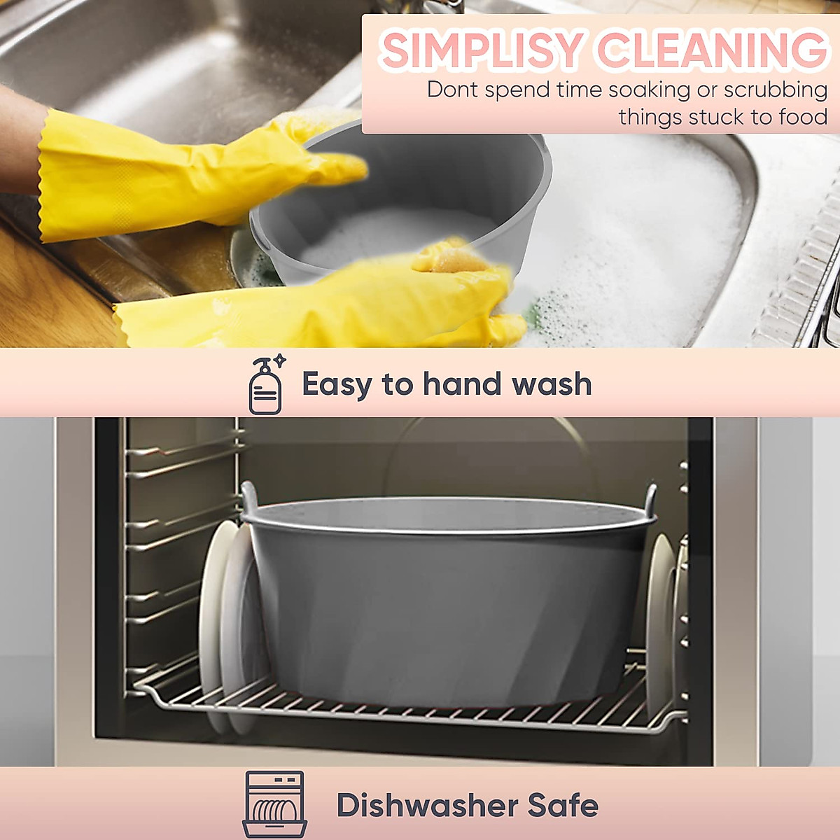 unumac Silicone Slow Cooker Liners Fit 6 QT Crock Pot liners Large Size, Reusable Leakproof Crockpot Liner Compatible with Hamilton Beach Oval Slow Cookers, BPA Free Food-Grade, Dishwasher Safe(Grey)