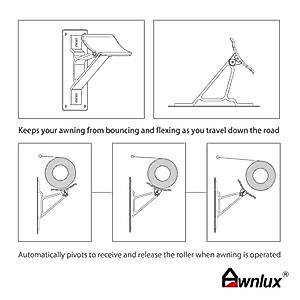 Awnlux RV Awning Support RV Awning Center Support Roller Cradle Support for RV Camper Awning - White