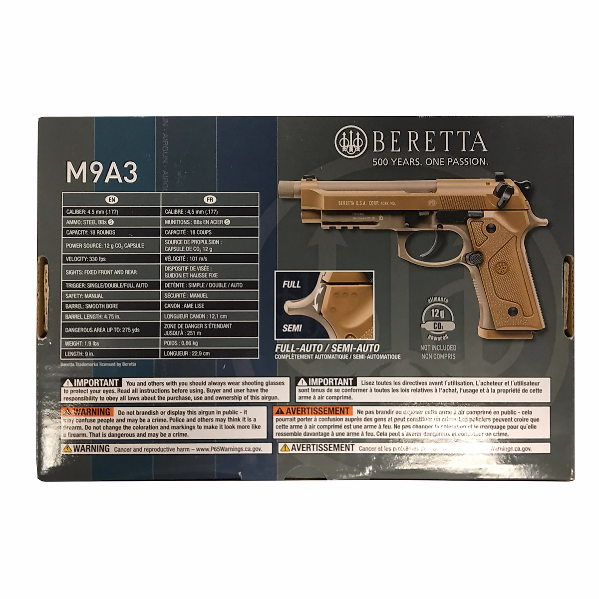 Umarex Beretta M9A3 Blowback Full-Auto .177 Caliber BB Gun Air Pistol