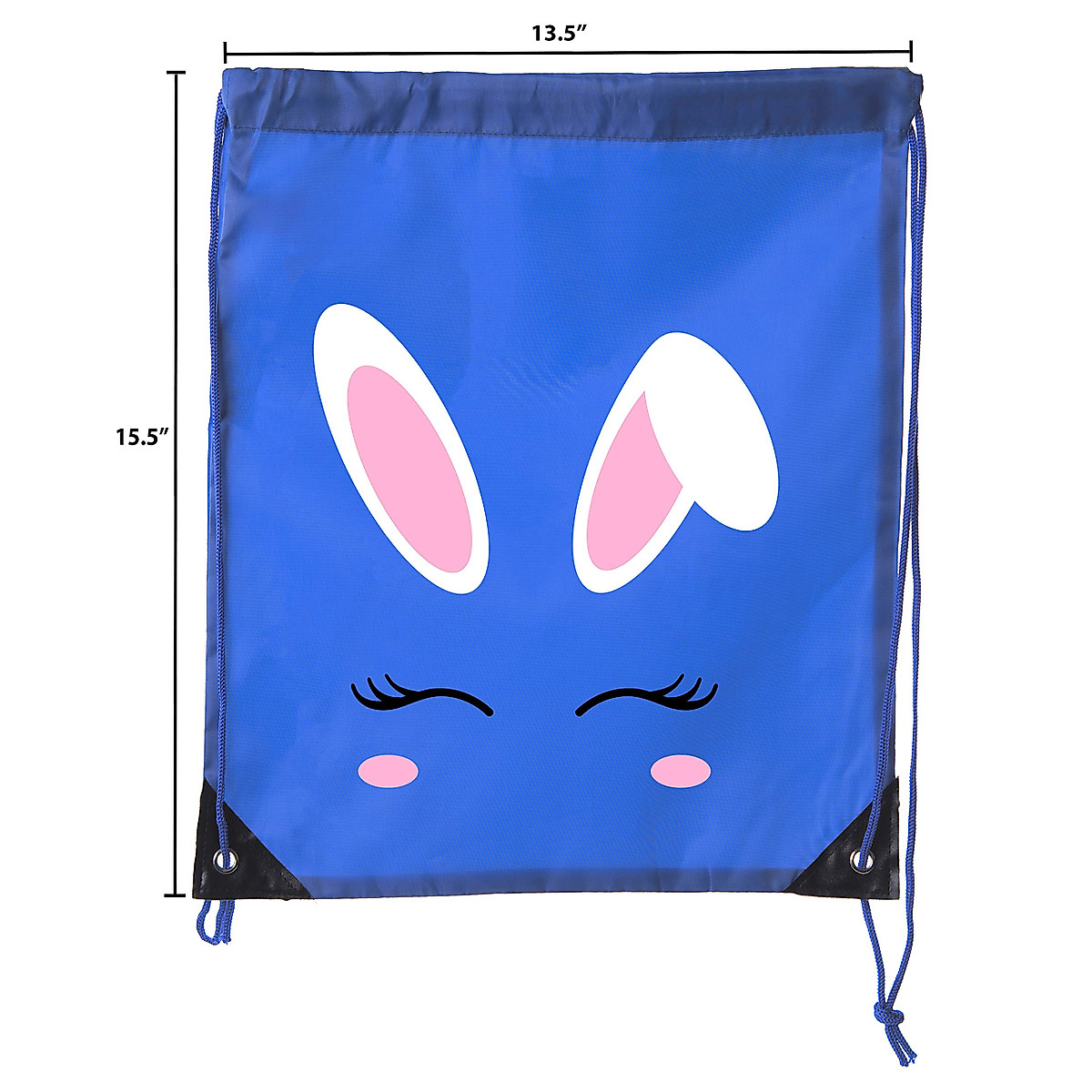 Mato & Hash Easter Basket Bags, Bulk Drawstring Backpacks, Party Favor Goody Bags for Easter - Bunny Face - Royal CA2500EasterDTG S5
