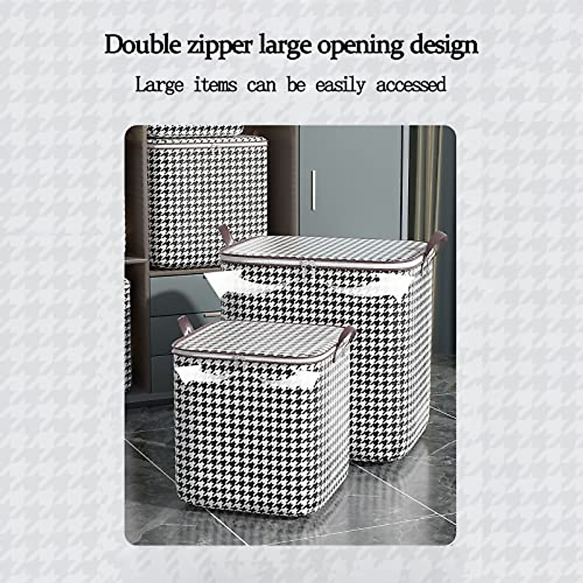 Large Storage Bags with Durable Handles, Clothes Storage Box Bins Foldable Closet Organizer Wardrobe Sorting Containers Thick Fabric for Clothing,Blanket,Comforters,Bed Sheets,Pillows,Toys (#3 S-15*19*19in)