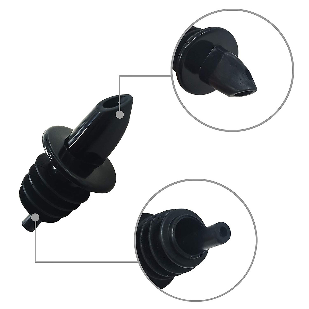 TADAE 20 Pack Liquor Bottle Pourers, Black