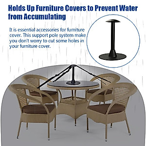 asdmm Outdoor Furniture Cover Support Pole, Adjustable Height Pole 12"~20", with 3 Webbing Straps(6.5ft) to Prevent Stagnant Water (A)