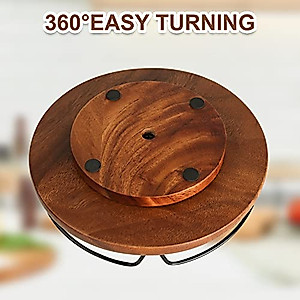 simesove Lazy Susan Turntable 10inch Spinning Spice Rack Holder Kitchen Cabinet Counter Top Organizer 360 Degree Turntable Turning Table (Walnut, 10" (1 Tier))