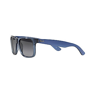 Ray-Ban RB4165 Justin Rectangular Sunglasses, Transparent Blue/Polarized Grey Gradient, 54 mm