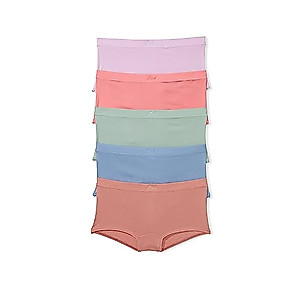 Victoria's Secret PINK Naturals Boyshort 5 Pack, Cotton Panty Pack, Women's Underwear, Natural Tea Dye (L)