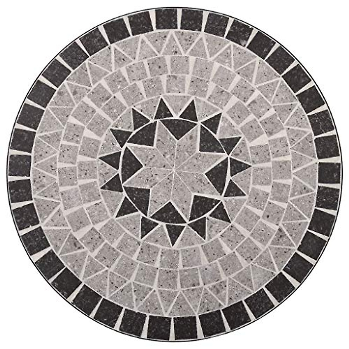 VanTook Outdoor Table Mosaic Patio Table, 24" Round End Table Patio Side Table Small Plant Stand Balcony Coffee Table Porch Indoor Ceramic Top, Gray