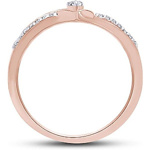 AFFY Round Cut Natural White Diamond Split Shank Heart Promise Bypass Engagement Ring In 14k Gold Over Sterling Silver (0.10 cttw, Color- I-J, Clarity- I2-I3) Gift For Her