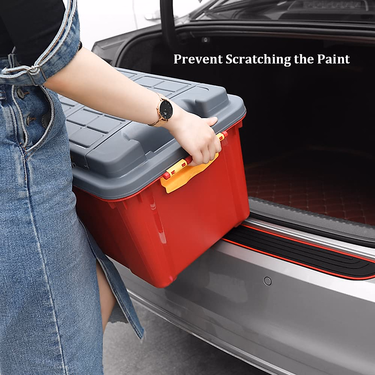 Pincuttee Rear Bumper Protector Guard for Car,Black Rubber Scratch,Resistant Trunk Door Entry Guards,Accessories Trim Cover,35.4"X2.87" for Most of Car&SUV(1 Pack,Black Sport)