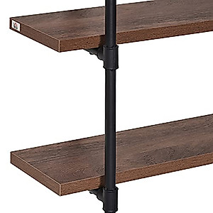 HOMCOM 4-Tier Industrial Pipe Shelves Floating Wall Mounted Bookshelf, Metal Frame Display Rack, 1.25" Thickness Shelving Unit for Farmhouse, Kitchen, Bar, Rustic Brown