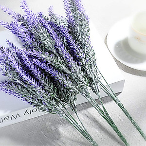 Veryhome 8 Bundles Artificial Flowers Outdoor Lavender Bouquet Fake Lavender Plant for Wedding Home Garden Decor