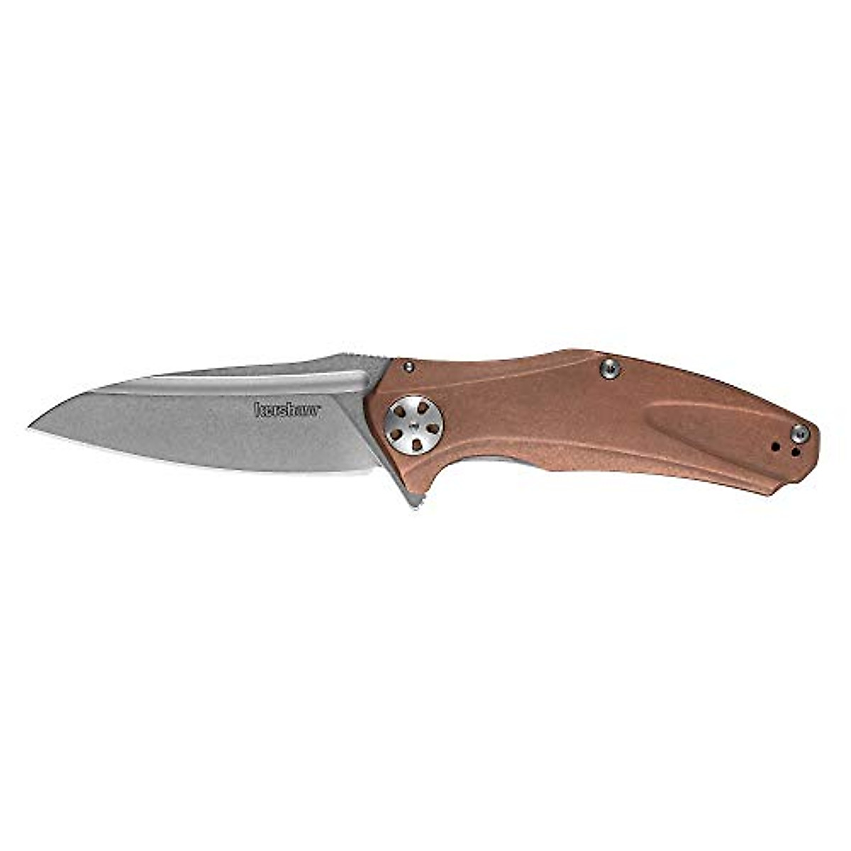 Kershaw Copper Natrix Pocket Knife; 3.25 in. D2 Corrosion Resistant Steel; Heavy Stonewashed Copper Handle, KVT Ball Bearing Opening (7007CU)