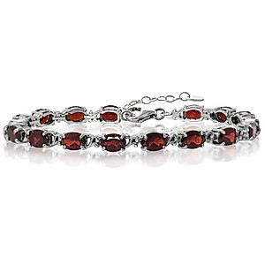 Silvershake 15.3ct. Natural Garnet 925 Sterling Silver Victorian Style 7.5 to 9 Inch Adjustable Bracelet