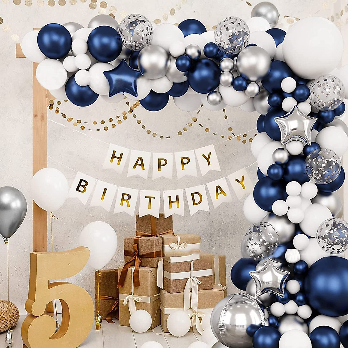 100 Pack Navy Blue Balloons Different Sizes 18/12/10/5 Inch Party Balloon Kit Chrome Round Pearl Dark Blue Balloons for Wedding Graduation Baby Shower Birthday Christmas Party Decoration (Navy Blue)