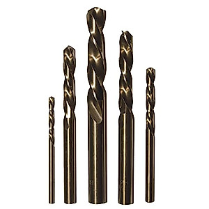 Century Drill & Tool 74105 Cobalt Left Hand Drill Bit, 5 Piece Set
