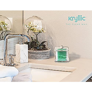 Kryllic Qtip Holder - Qtip Dispenser Cotton Swab Ball Pad Holder Compact Organizer Bathroom Jars Bathroom Containers Qtip Jar Storage Q Tip Holder