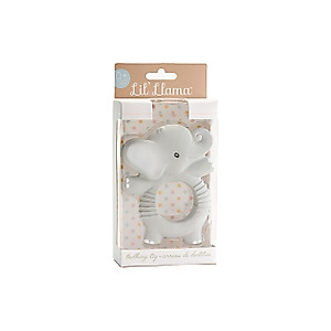 Lil' Llama Baby Elephant Teether - 100% Natural Rubber Teething Ring - Non-Toxic, BPA Free Elephant Teething Ring - Safe Cute Baby Teething Rings for Babies