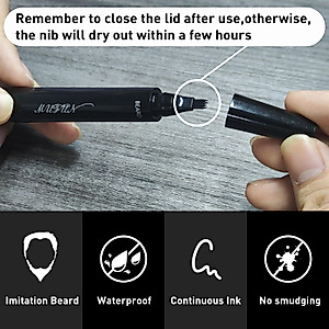 2PCS Beard Pencil Filler for Men - Sweat Proof, Water Resistance, Long Lasting & Natural Finish barber Pencil, Mustache Repair Shape(BLACK)