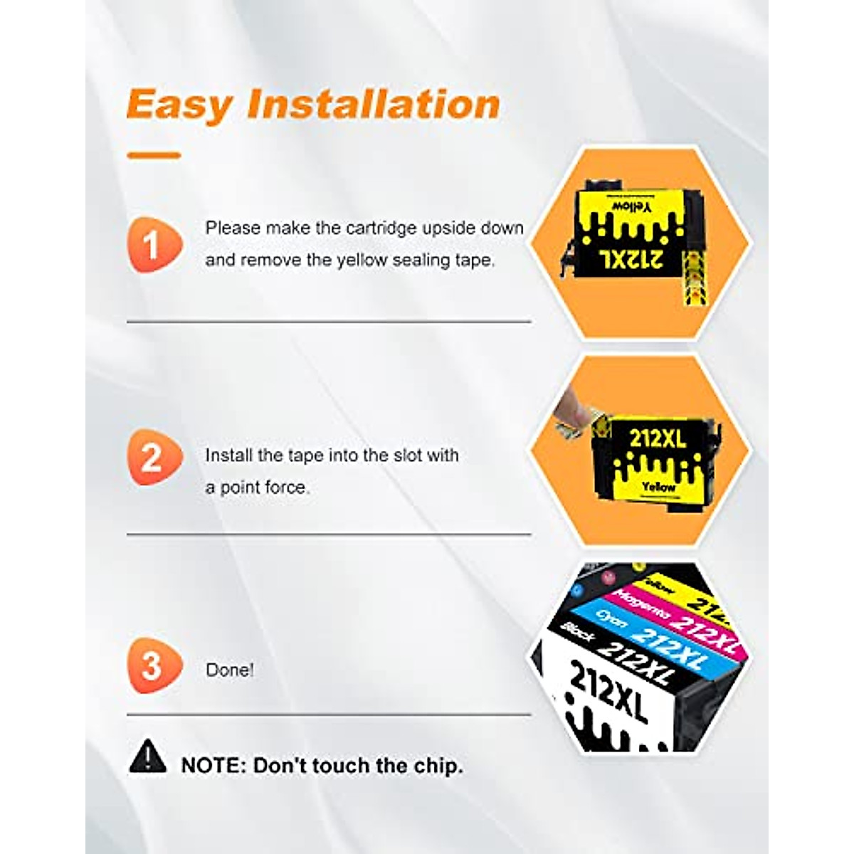 212XL Ink Cartridges Remanufactured Replacement for Epson 212XL 212 XL T212XL T212 Ink Cartridges for Expression Home XP-4100 XP-4105 Workforce WF-2830 WF-2850 Printer (5 Pack)