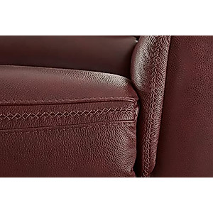Signature Design by Ashley Alessandro Contemporary Leather Power Reclining Sofa with Adjustable Headrest, Red
