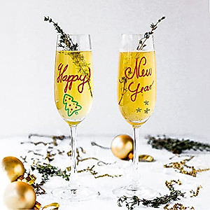 LuLu Wine Glass Markers - Metallic Colors 6 Pens Pack - Wine Charms Alternative