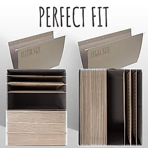 ZICOTO Decorative File Organizer Box Set of 2 - Collapsible Linen Filing Cabinets w/Handles Are Perfect to Store all Your Documents & Hanging File Folders - Portable Easy Slide Crates with Lid