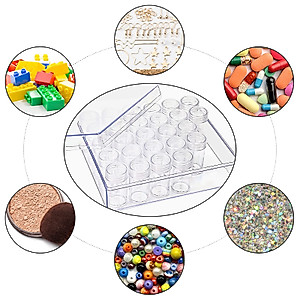 BigOtters Embroidery Diamond Storage Box, 30PCS Big Clear Plastic Bead Containers with Silicone Funnel for Jewelry Painting DIY Art Craft Rhinestones Sewing Cosmetic Nail Glitter Powder