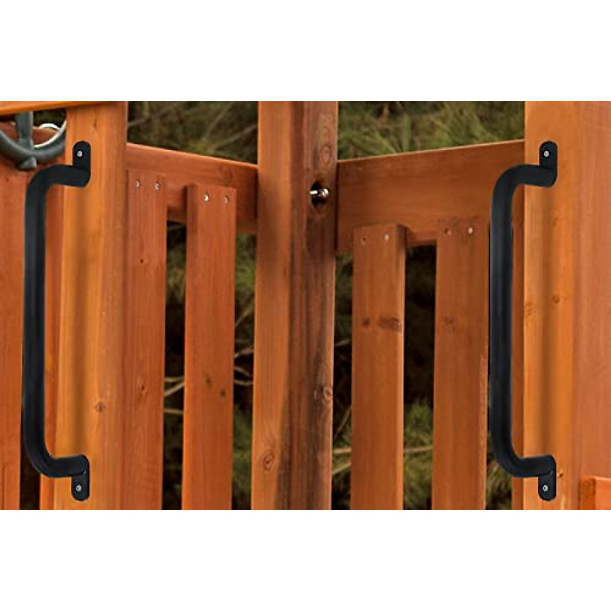 Purife 17 Inch Black Outdoor Playground Safety Handles Set of 2 - Playset Safety Handles, Swing Sets Accessories Grab Handle, Kids Safety Rail, Hand Grips & Monkey Bar for Playhouse, Treehouse