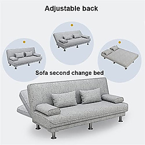 JHKZUDG Fabric Sofa Bed, with Chrome Legs Convertible Folding Sofa Bed, 3 Angles Adjustable Back,for Compact Living Spaces,Apartments Office Dorms,Green,180 × 62 × 78cm