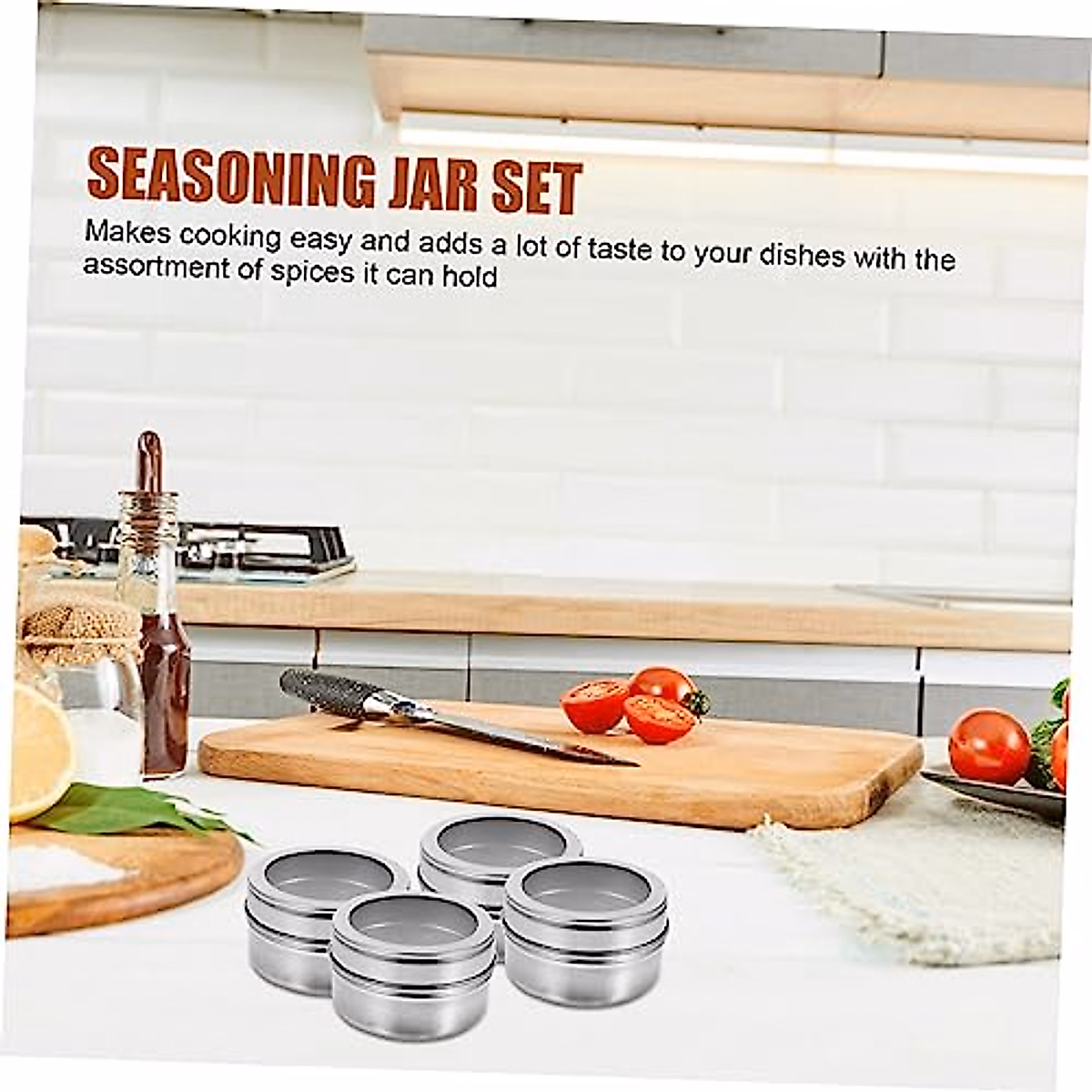 INOOMP 4pcs Stainless Steel Seasoning Jar Dispenser Container Magnetic Container Metal Container Metal Seasoning Shakers Rub Container Tins Stainless Steel Shaker Pepper Shakers Sugar Jar