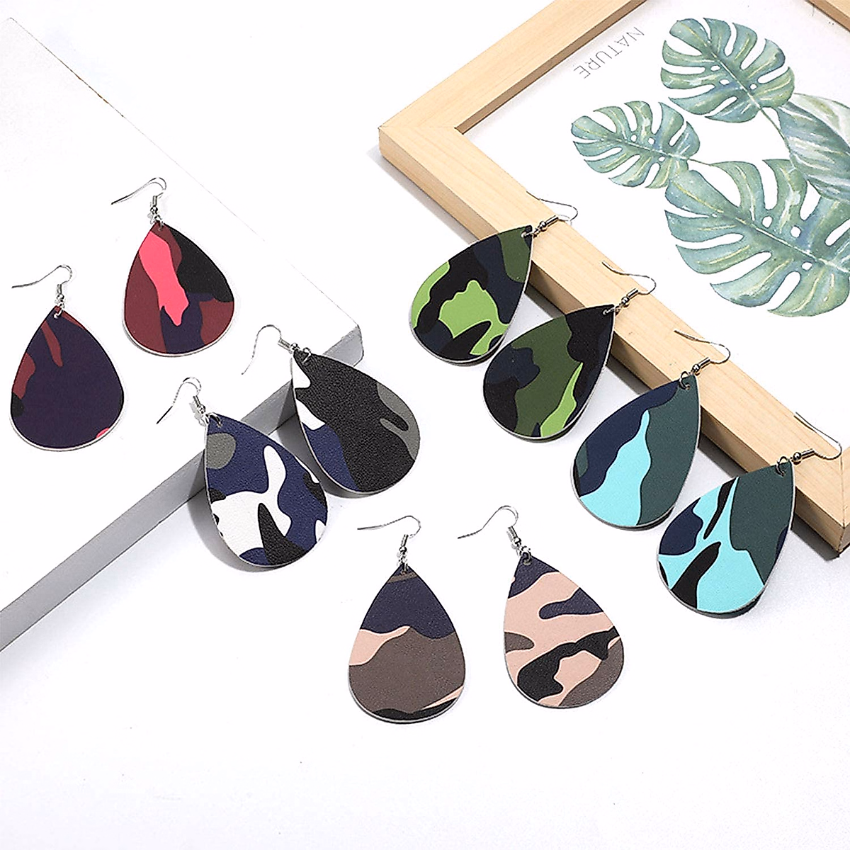 Picheng 7 Pieces Camouflage Faux Leather Sheets,Camouflage Blue PU Synthetic Leather Sheet for Earrings Bow Shoes DIY Craft Handmade Projects Hair Accessories Making 7 Pcs 8.2''x11.8''…