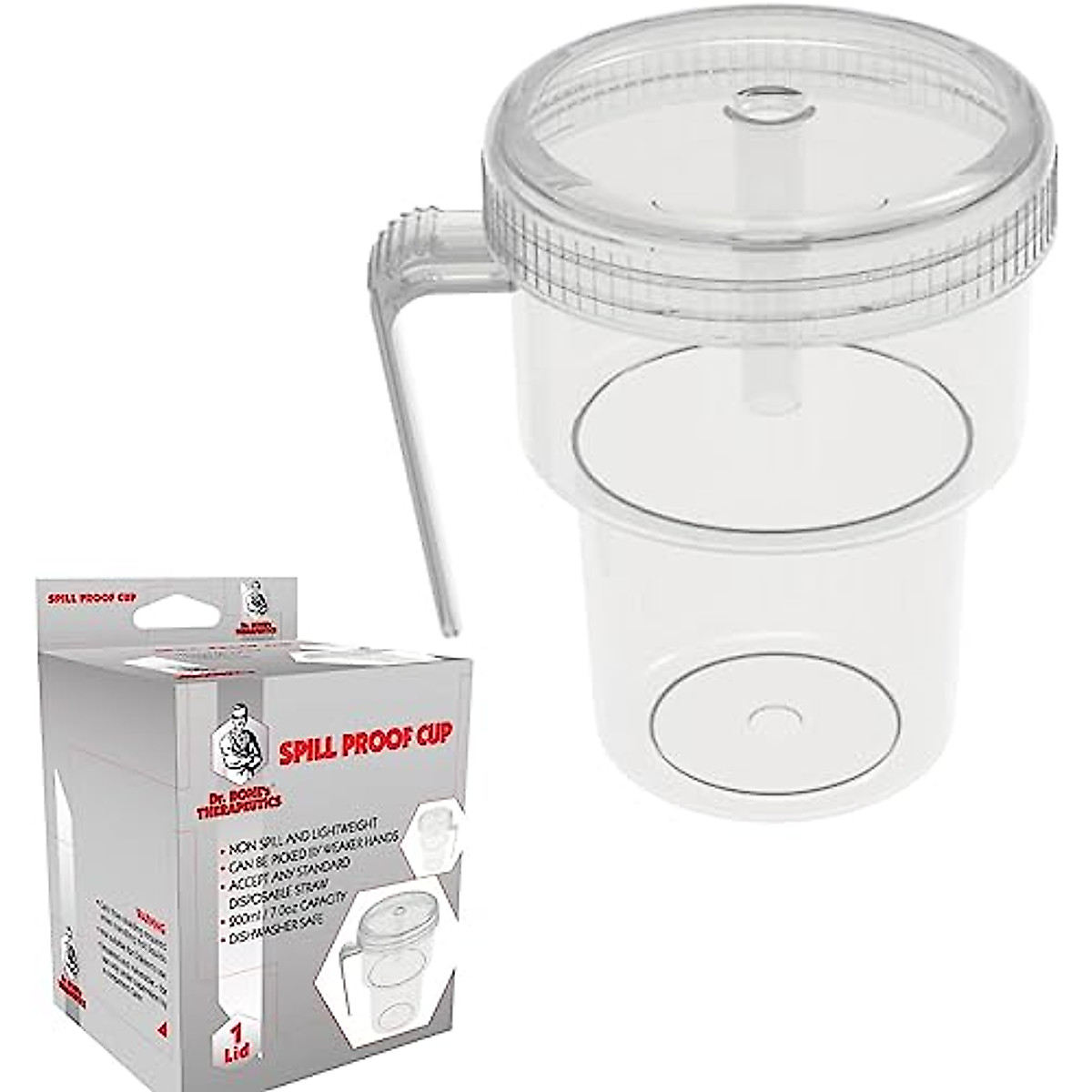 DR. BONE'S THERAPEUTICS ® 200ml Kennedy Cup, Spillproof Adult Sippy Cup with Handle & Secure Lid, No Spill Cups for Hot & Cold Liquids Lying Down, Daily Living Glasses for Disabled, Elderly Sippy Cup