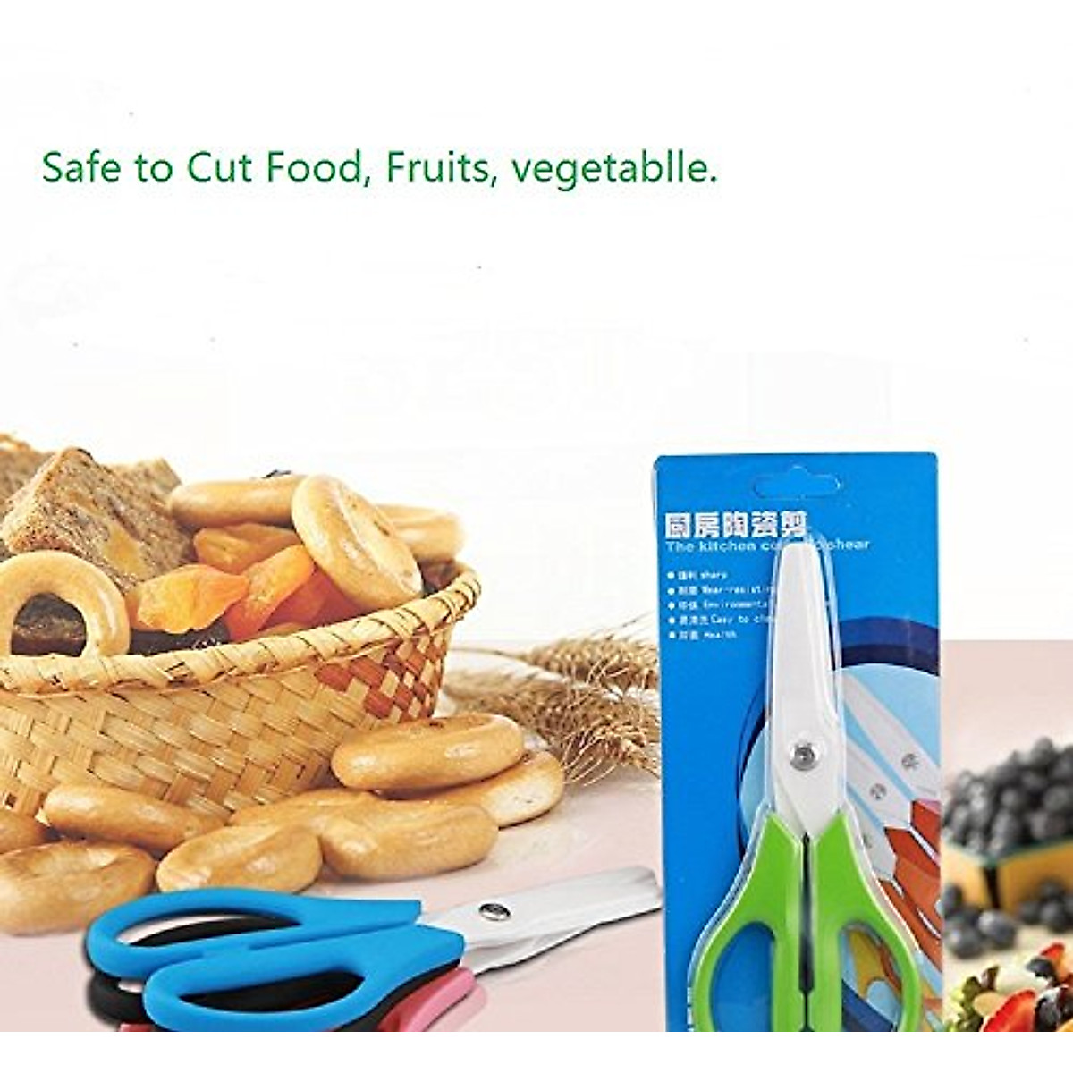 Ceramic Kitchen Scissor, YIFAN Professional 7.8 Inch Food Shear Household Vegetable Fruit Carver