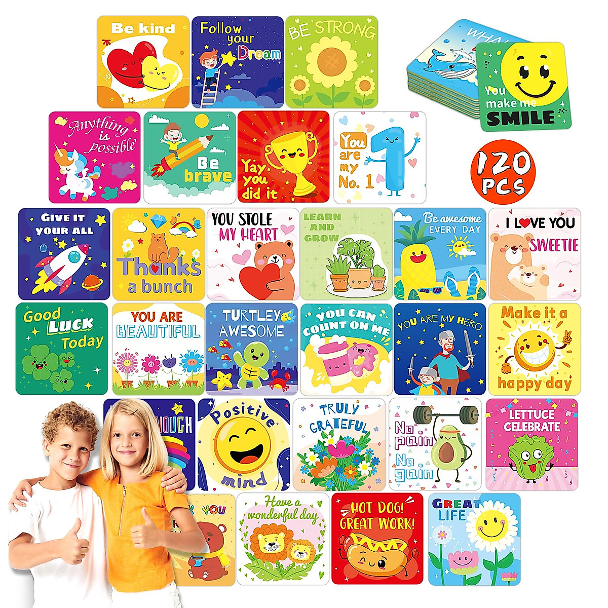 YTSQLER Lunch Box Notes for Kids, 120 Motivational Inspirational Lunch Notes Cards for Kids Girls Boys with Punny Reward Stickers, Thinking of You Cards Kids Lunch Accessories School Supplies