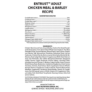 ENTRUST Adult Dog Food | Real Chicken & Barley, Enriched with Super Foods, Antioxidants and Probiotics | No Wheat or Soy | 40 Pound Bag