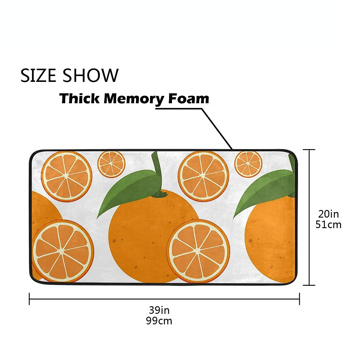 DOMIKING Floor Mats Kitchen Floor Rug - Oranges Fruits Non Slip Absorbent Kitchen Runner Rug Washable Anti-Fatigue Area Rug 20x20in for Kitchen Home Decoration Bathroom