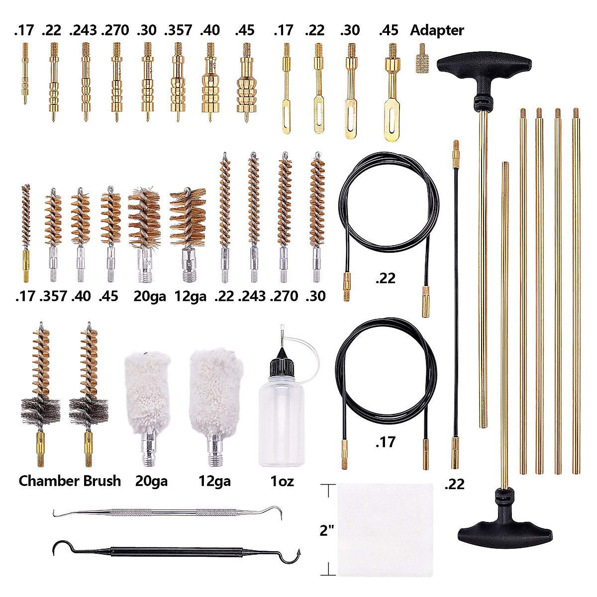 BOOSTEADY Pro Gun Cleaning Kit Universal Gun Cleaning Kit Handgun Shotgun Cleaning Kit for All Guns with High-end Brass Brushes, Mops, Jags, Reinforced Rods
