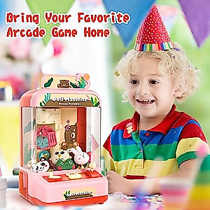 PANITU Claw Machine for Kids, Mini Vending Machines Arcade Candy Capsule Claw Game Prizes Toy, Electronic Arcade Game Indoor Toy with Music & Light,Best Birthday Gift for 6 7 8 9 Year Old Girl