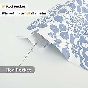 DriftAway Damask Curtains Valances for Windows 2 Pack Farmhouse Style Floral Medallion Patterned Samantha Valance for Living Room Bedroom 52 Inch by 18 Inch Plus 2 Inch Header Dusty Blue