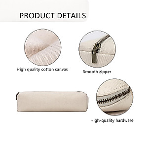 【YONBEN】Canvas pencil case cartuchera para poner boligrafo stationery bag pencil case storage cosmetic bag (Beige, S)