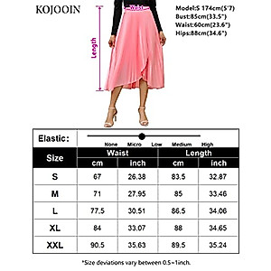 KOJOOIN Women's Barbie Skirts Pleated High Elastic Wasit A-line Asymmetrical Hem Swing Flowy Skirts with Lining Barbir Pink 2XL