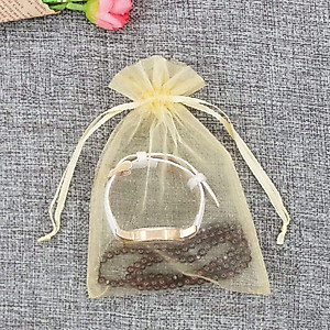 50pcs 4x6 inch Gifts Wrap Bags Gold, Organza Sheer Fabric Bulk, Drawstring Reusable Recycled Pouch for Baby Shower Favor, Craft Business, Beach, Standard Size Elegant Business Card, Cute Little Toy
