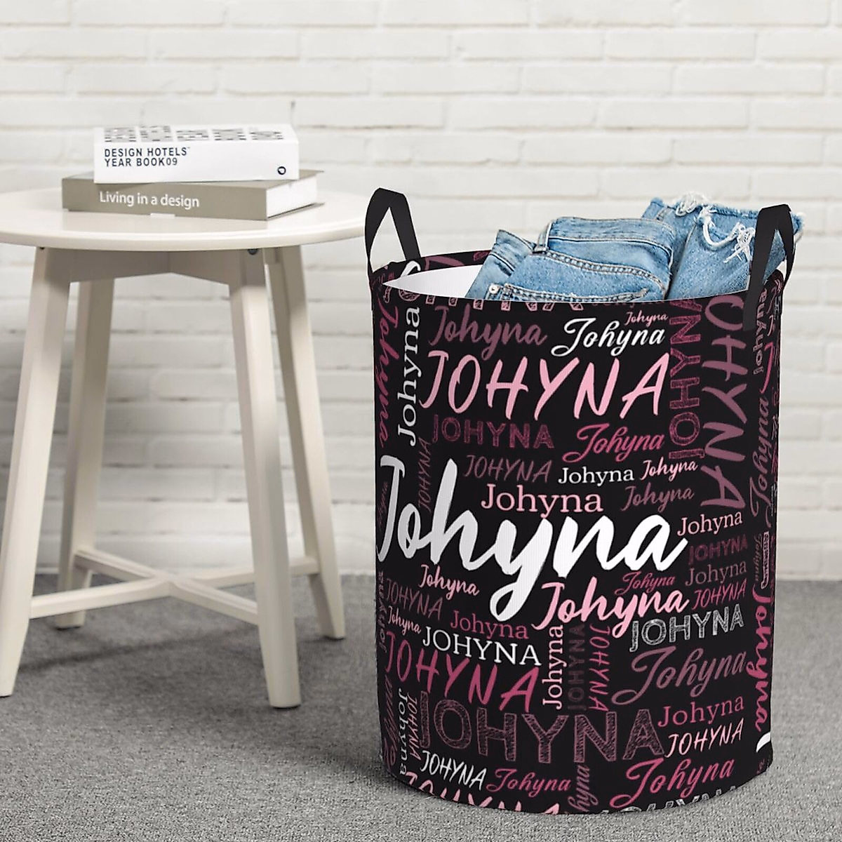 Custom Laundry Basket with Name, Personalzied Name Waterproof Laundry Hamper with Handles, Customized Dirty Clothes Storage Basket for Bathroom Bedroom