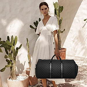 Convertible Carry on Garment Bag,Garment Duffle Bags for Hanging Clothes - 2 in 1 Hanging Suitcase Suit Travel Bags Weekend Flight Bag with Shoe Pouch for Men Women Black