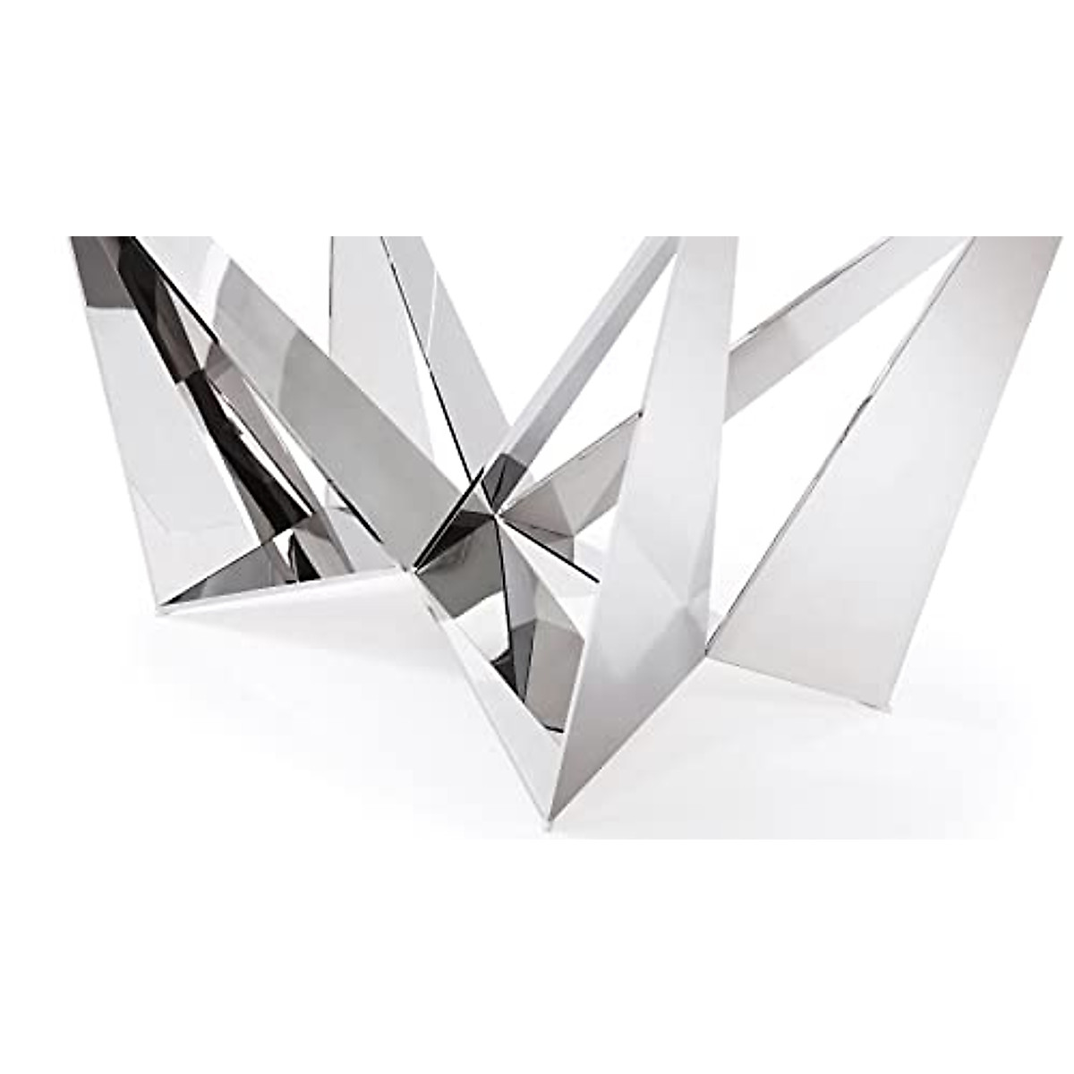 ZURI Modern Serra 94" Dining Table - Clear Glass with Polished Stainless Steel Base